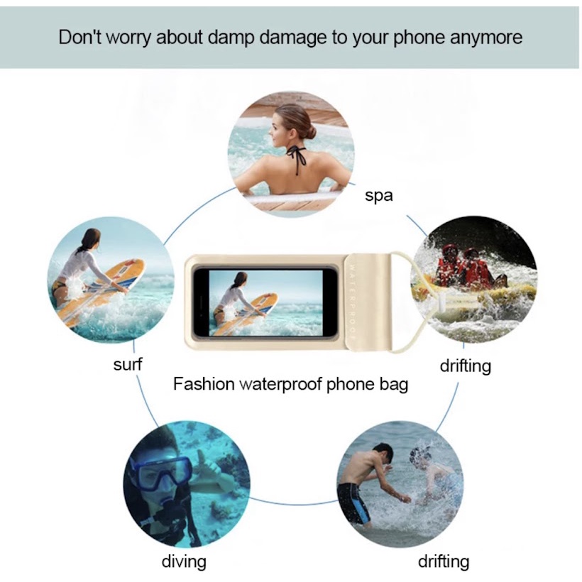 พร้อมส่ง Universal ซองกันน้ำมือถือ กันน้ำลึก 30m (IPX8) สายคล้องคอ ดำน้ำถ่ายรูป ซองกันน้ำ ...