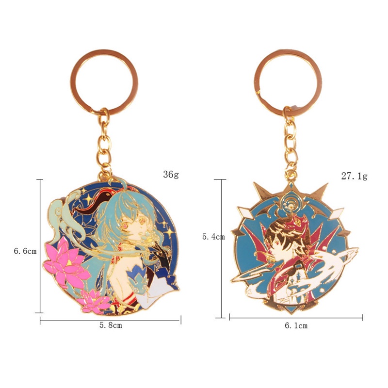 Game Genshin Impact Key Chains Morax Klee Cosplay Two sided Keychain ...