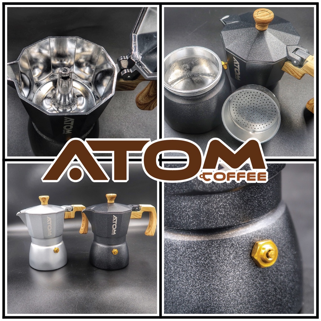 Moka Pot ATOM COFFEE รุ่น MOON LIGHT 3 Cup 2022 วาล์วอัพเกรดทองเหลือง คุณภาพดีที่สุด แบรนด์คนไทย ...