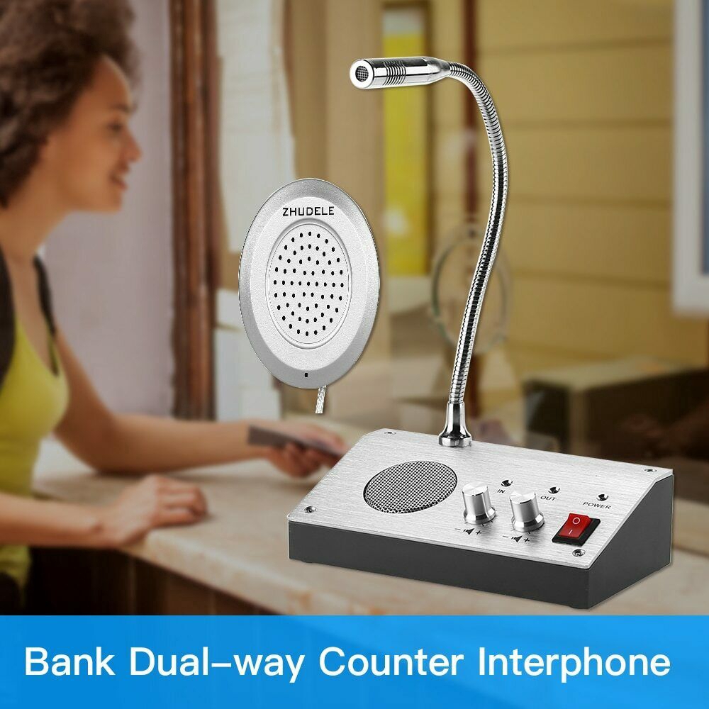 Window Glass Counter Intercom Speaker System Dual-Way Talk Microphone ...