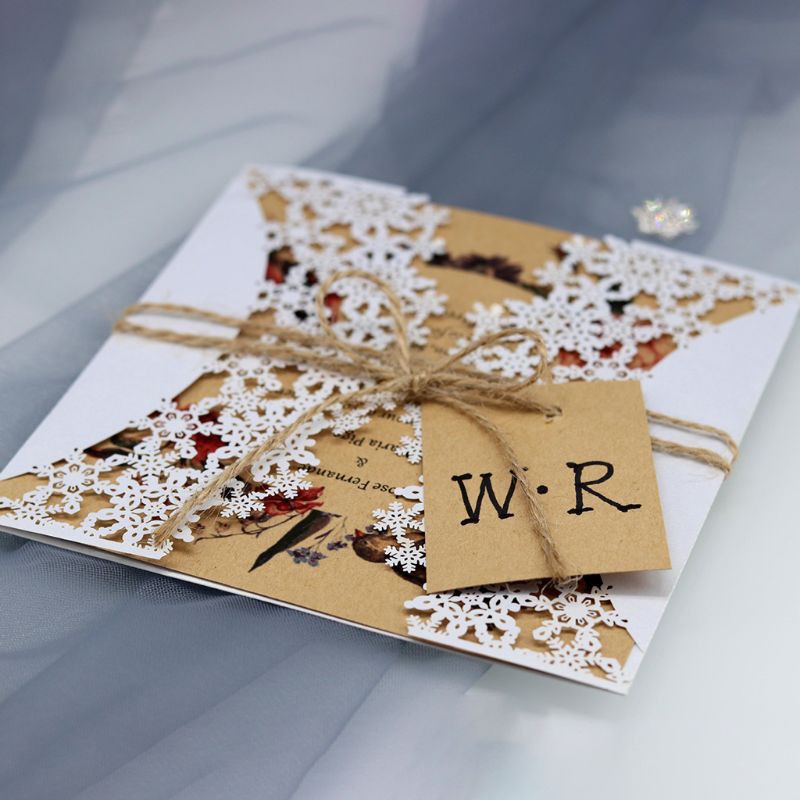 youyo* 10pcs/set Snowflake Laser Cut Hollow Wedding invitations Cards ...