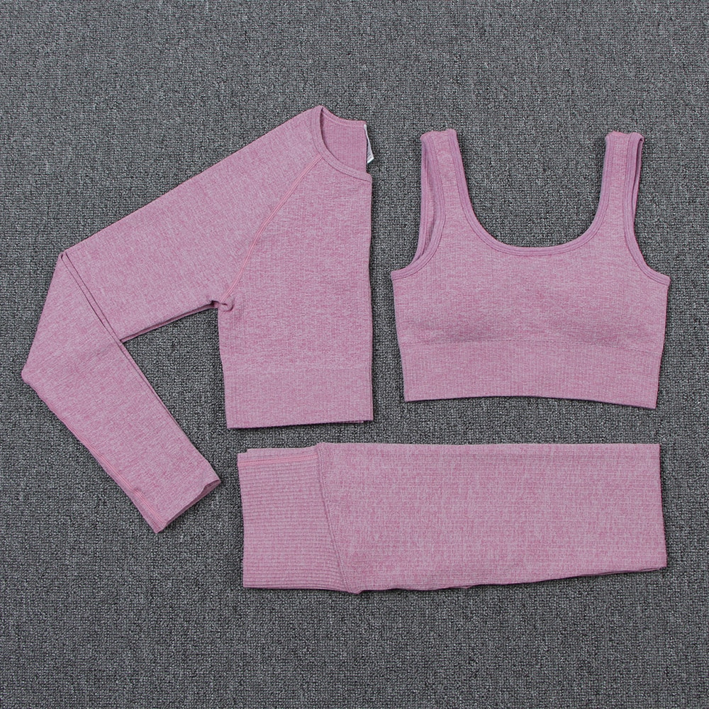 Seamless Yoga Set Sports Bras Yoga Pants 2/3 Piece Set Women Workout Clothes For Women Workout ...