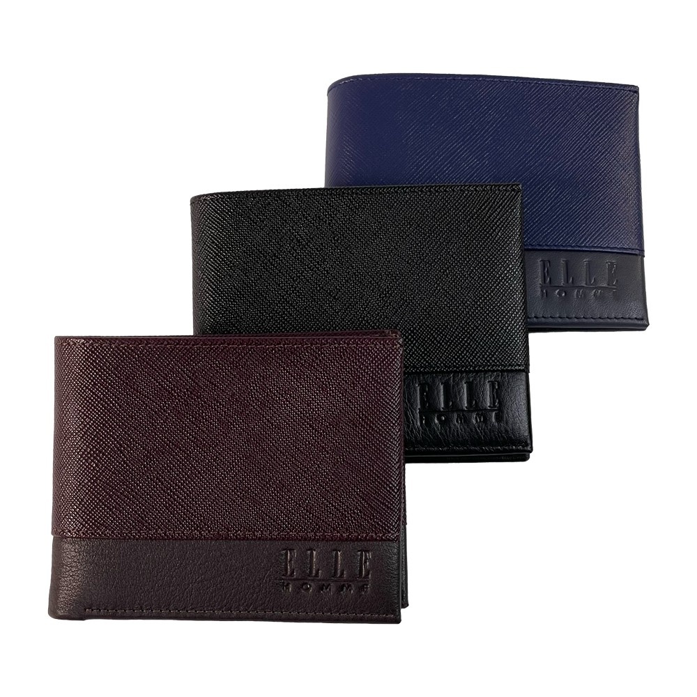 ELLE HOMME กระเป๋าสตางค์หนังวัวแท้ สไตล์ Business แบบพับสั้น H8W118 ...