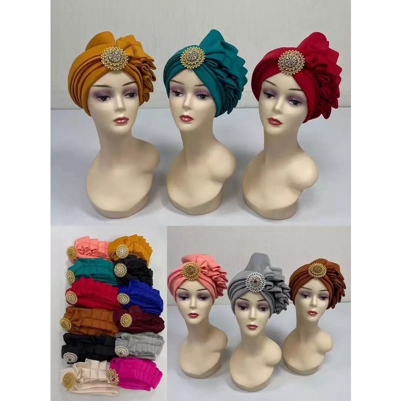New Bonnet Muslim Hijab Caps Solid Color Wrap Head Inner Hijabs Cotton ...
