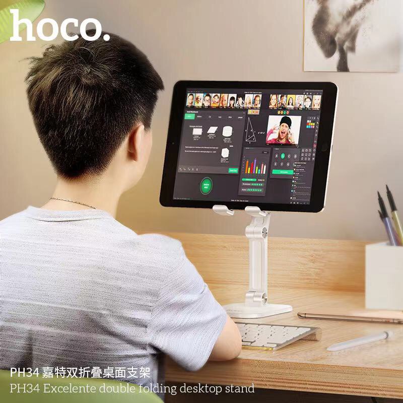 Hoco PH34 สีขาวดำ ( Hoco รุ่น PH34 ) Desktop Stand ขาตั้งโทรศัพท์มือถือ ปรับระดับได้ 120 องศา ...
