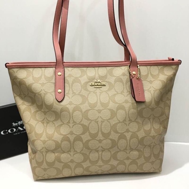 COACH F58292 CITY ZIP TOTE IN SIGNATURE COATED CANVAS | Shopee Thailand