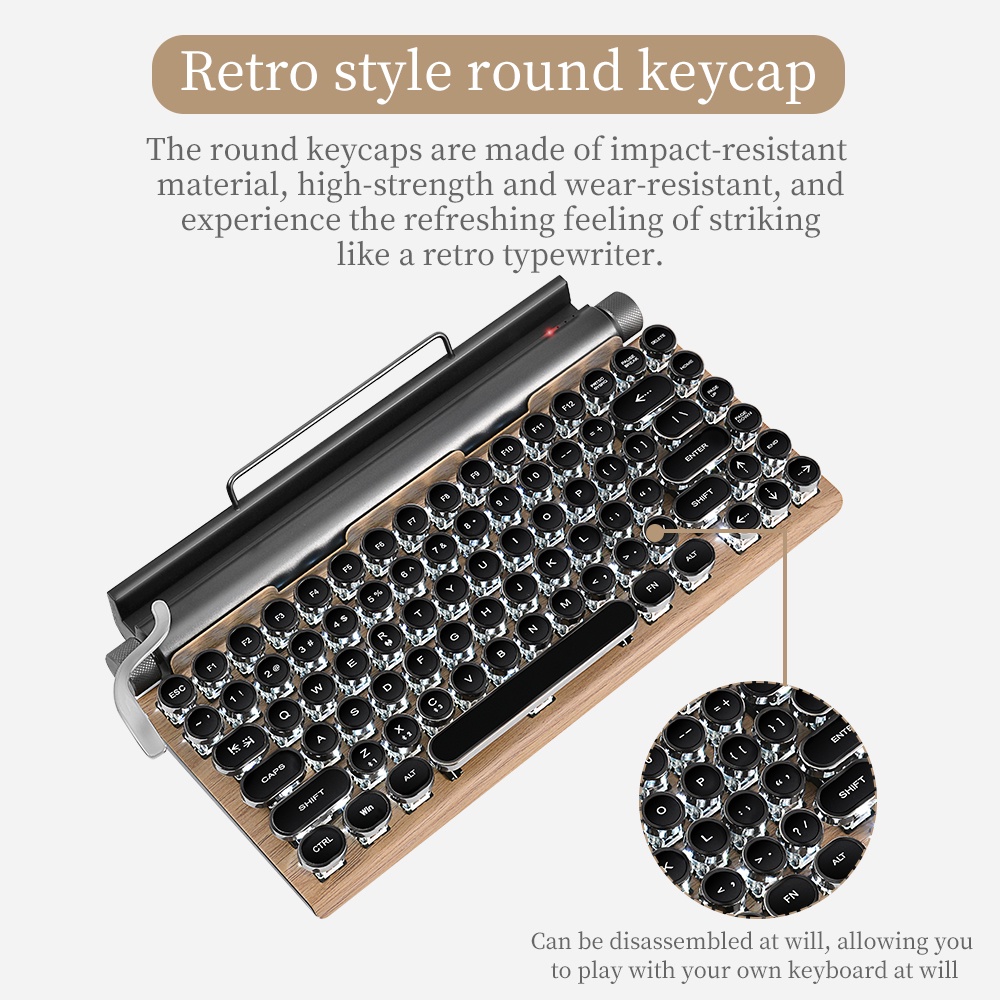 Tw1867 Retro Wireless Typewriter Bt Mechanical Multi Devices Connection ...