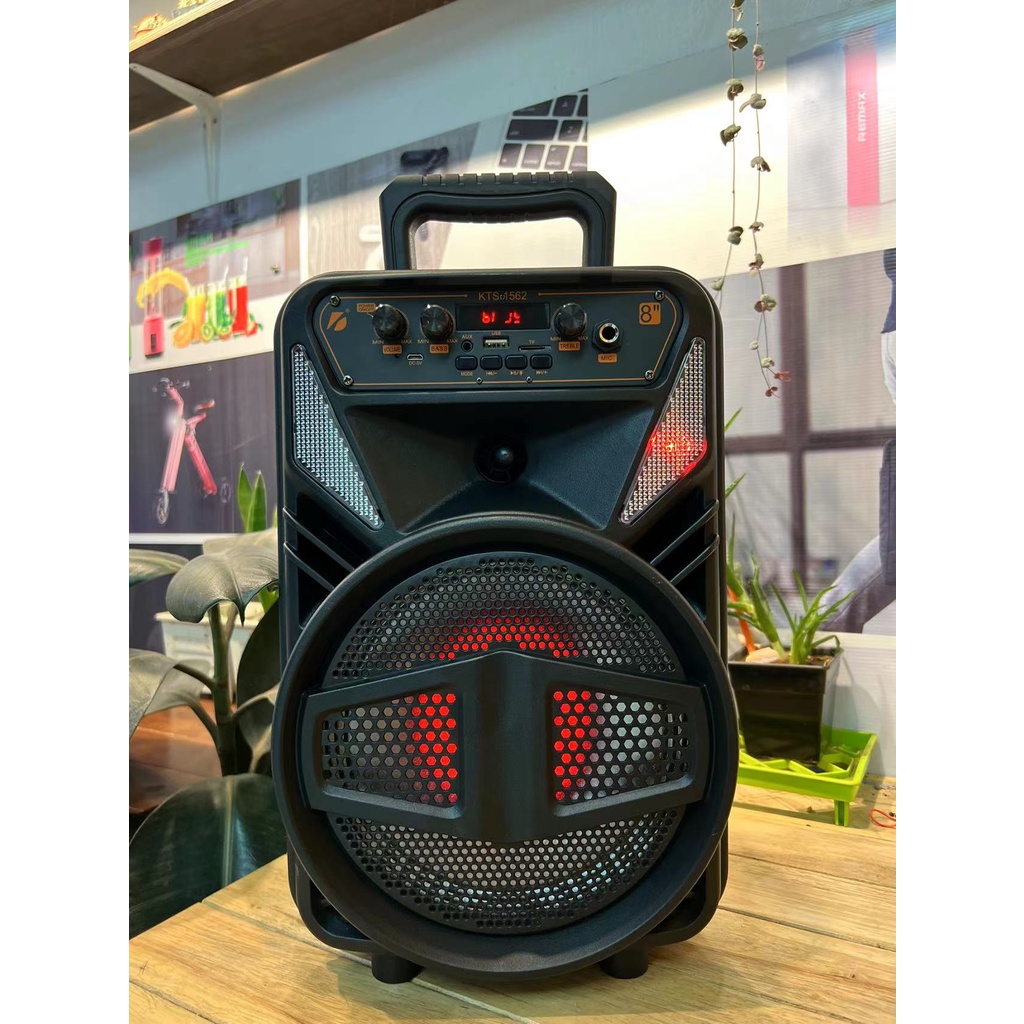 ลำโพงบลูทูธ KTS-1562 ดอก8นิ้ว แถมไมค์สาย ปรับเบสได้ รองรับAUX/USB/TF ...