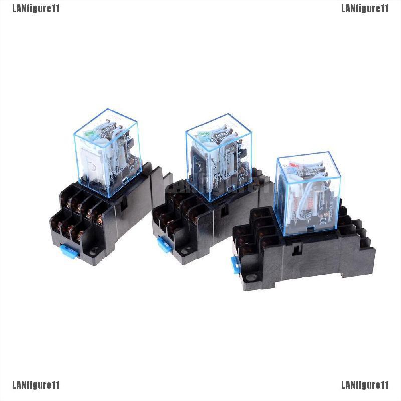 MY4NJ 12v/24v/220v Coil Power Relay DIN Rail Mounted 14 Pin 4PDT with ...