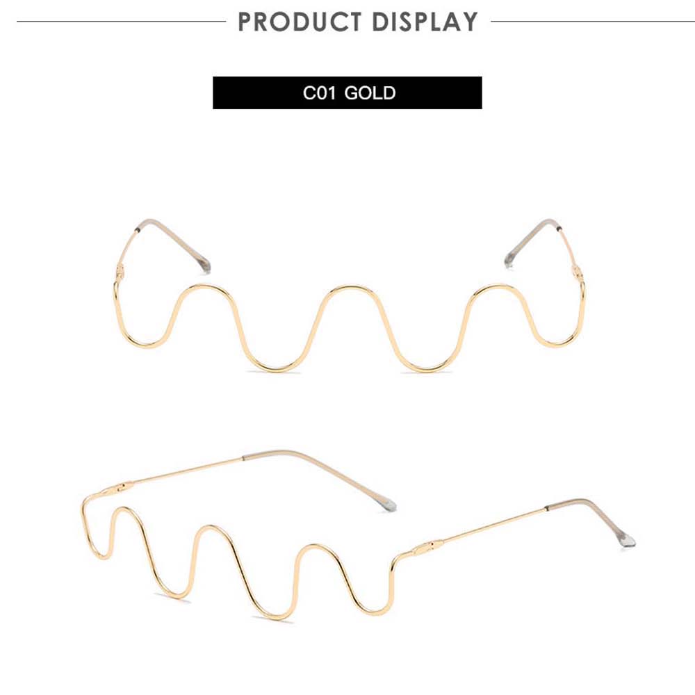 EXPEN Vintage Rimless Wave Glasses Frame Female Decorative Spectacles ...