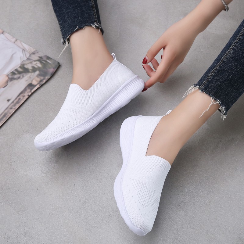 HKIMDL Women Flat Sneakers Shoes Breathable Mesh Ballet Flats Female ...