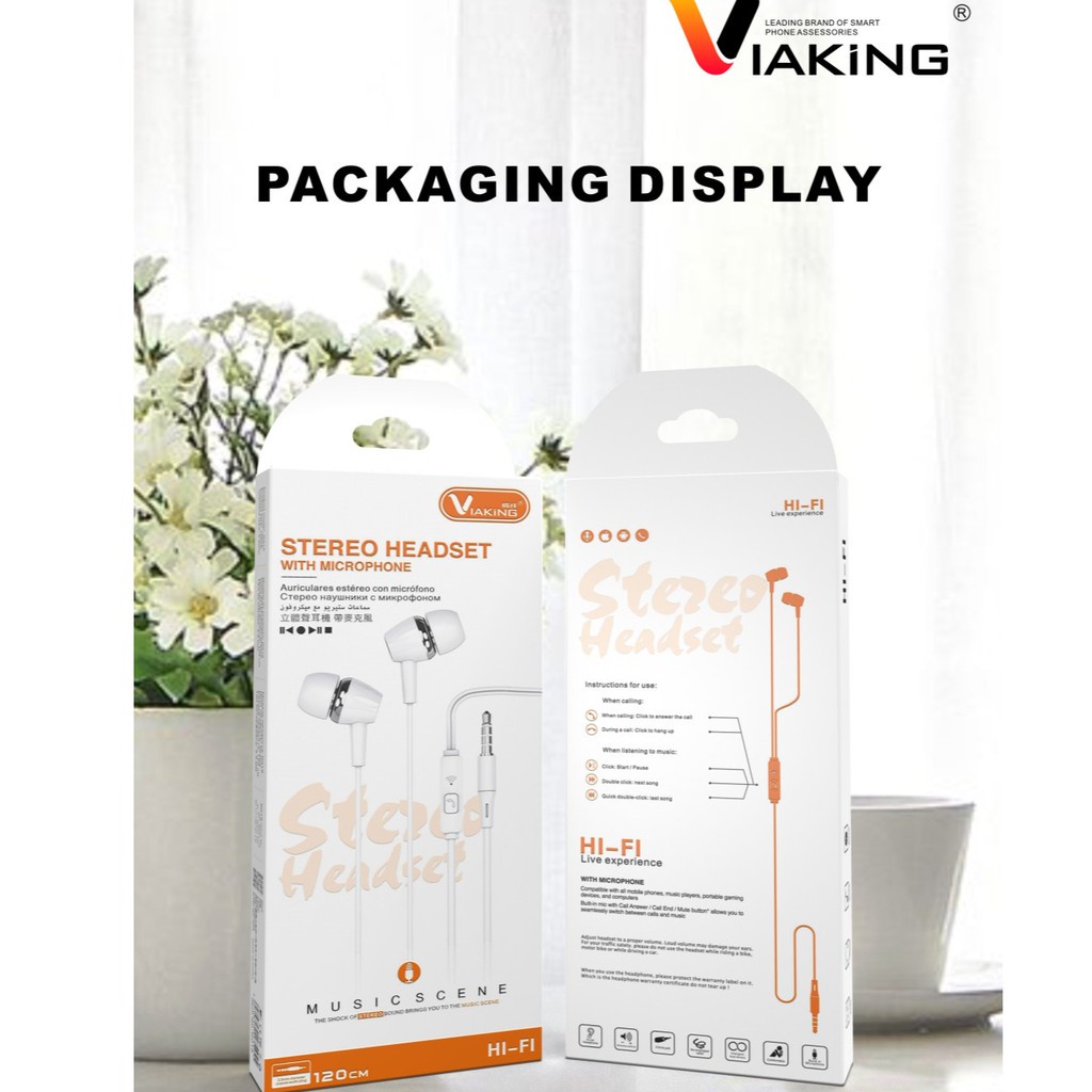 หูฟัง Viaking รุ่น R018 หูฟังเสียงดี SmaII talk หูฟังไมโครโฟน หูฟัง ...