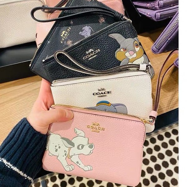 Coach Ms. Dumbo Dalmatian Single Zipper Hand Purse Pink 67370 Black ...