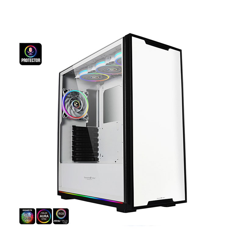 เคสคอม ATX Case (NP) TSUNAMI Hunter Eagle H8 Tron RGB (White ...