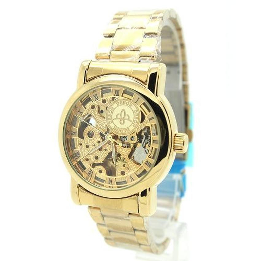 Debor นาฬิกาสุภาพบุรุษ สายเหล็กสีทอง หน้าสีทอง (Automatic Movements)-D ...