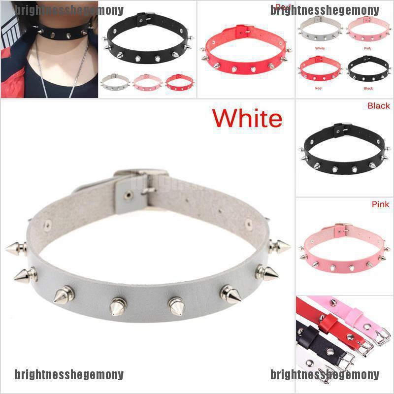 {brightnesshegemony}Punk Lady Gothic Leather Choker Heart Chain Spike ...