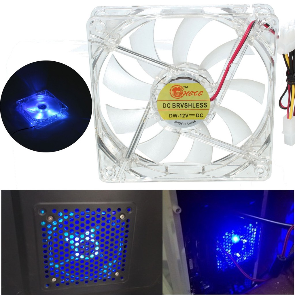 LED Light PC Computer CPU Cooling Cooler Case Fan 4Pin DC 12V 120mm P0 ...
