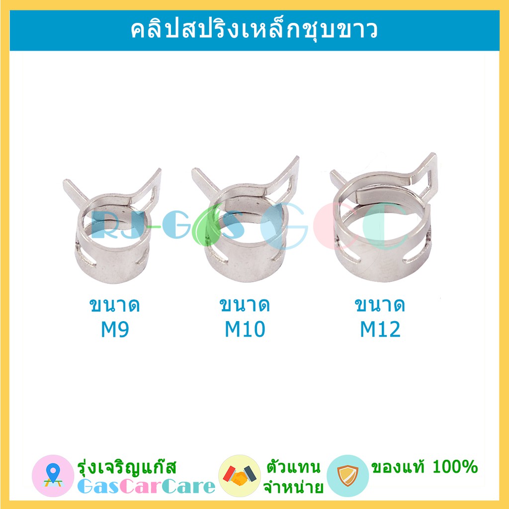 คลิปสปริง คลิปหนีบ M9 M10 M12 สำหรับรัดท่อยางรูในขนาด 4 มม 5 มม และ 6.3 ...