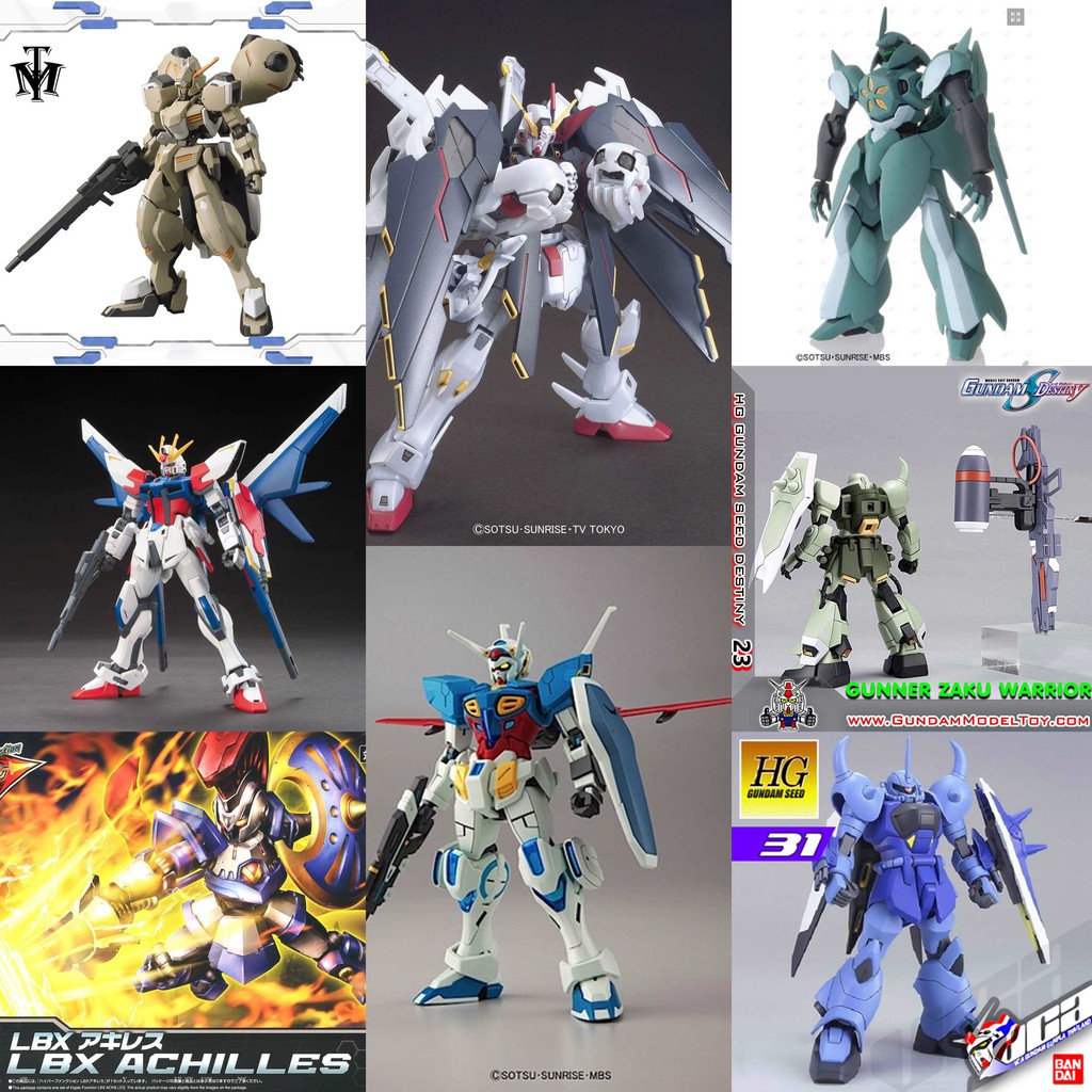 แผงอะไหล่ hg ของแท้ bandai gushion rebake,lbx hyper function achilles,gunner zaku warrior,g-self ...