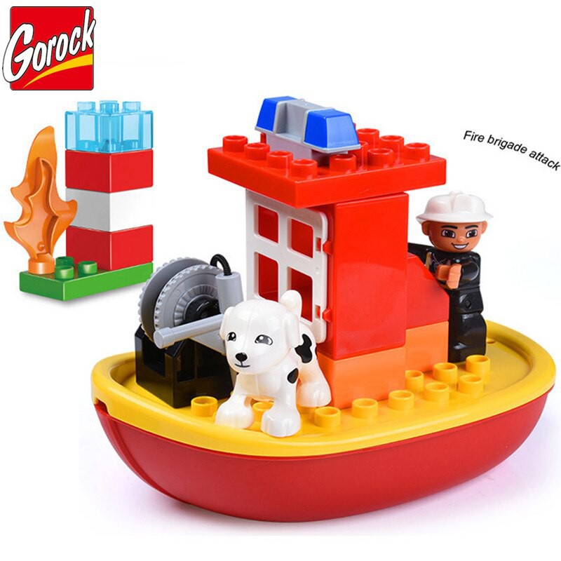 GOROCK 1011 City Fire Boat Bricks Big Size Building Blocks Baby Toys ...