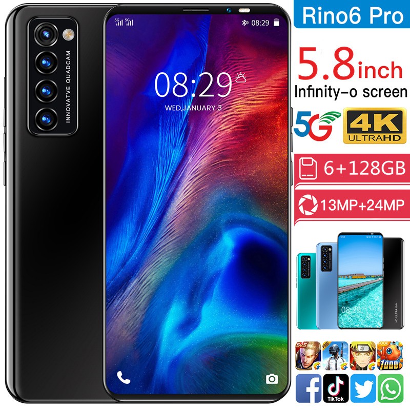 จัดส่งฟรี มือถือ Rino6 Pro 6+128GB 5.8นิ้ว หน้าจอ มือถือราคาถูก 8+16MP ...