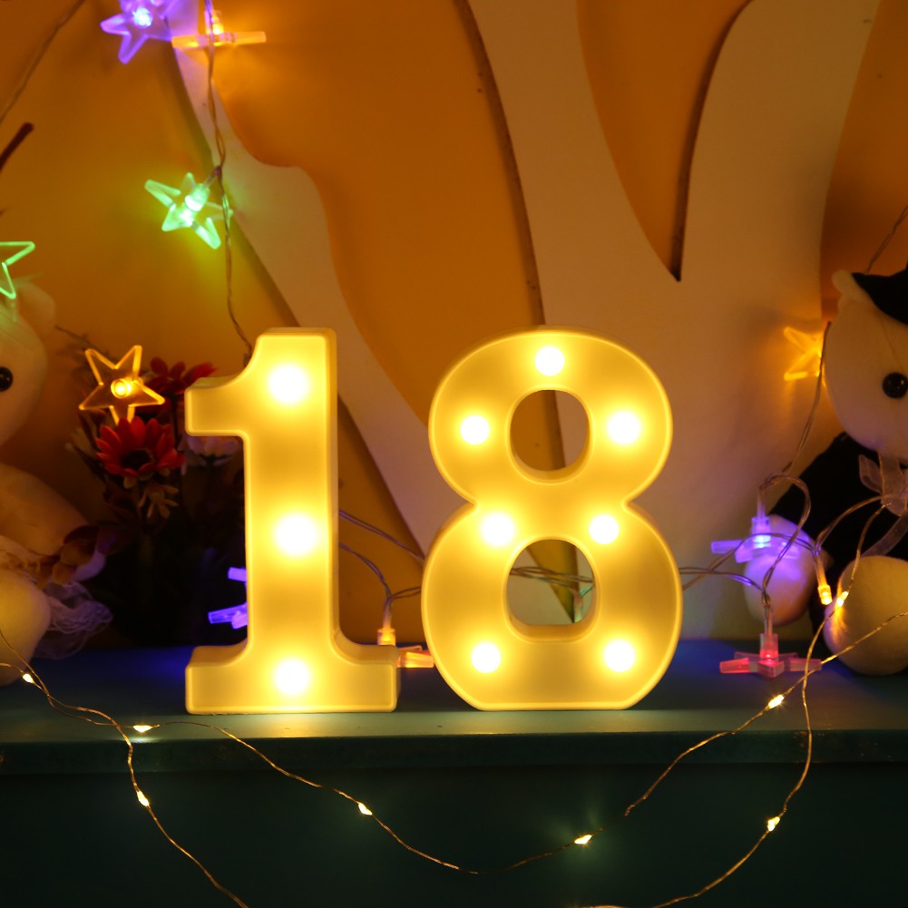 Ver★ 3DWhite Number LED Light Marquee Sign Hanging Night Lamp ...