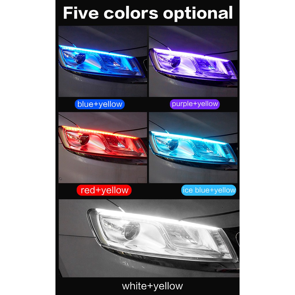 DRL Turn Signal Flowing Light guide strip CAR LED headlight DRL strip ...