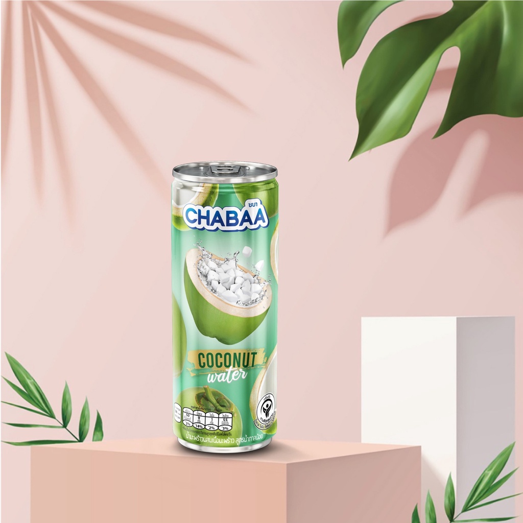 ส่งฟรี CHABAA CAN น้ำมะพร้าว 70 ผสมเนื้อมะพร้าว สูตรน้ำตาลน้อย ขนาด 230 มล. ยกถาด (24 กระป๋อง ...