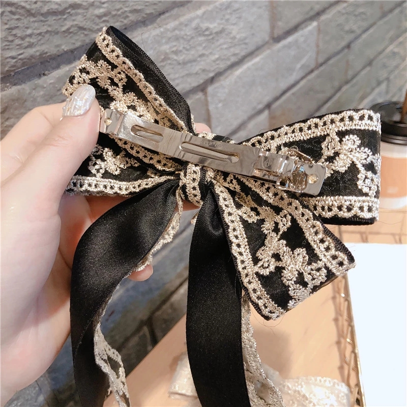 ( Women Korean Ins Style ) กิ๊บติดผมโบว์ลายลูกไม้สําหรับผู้หญิง ...