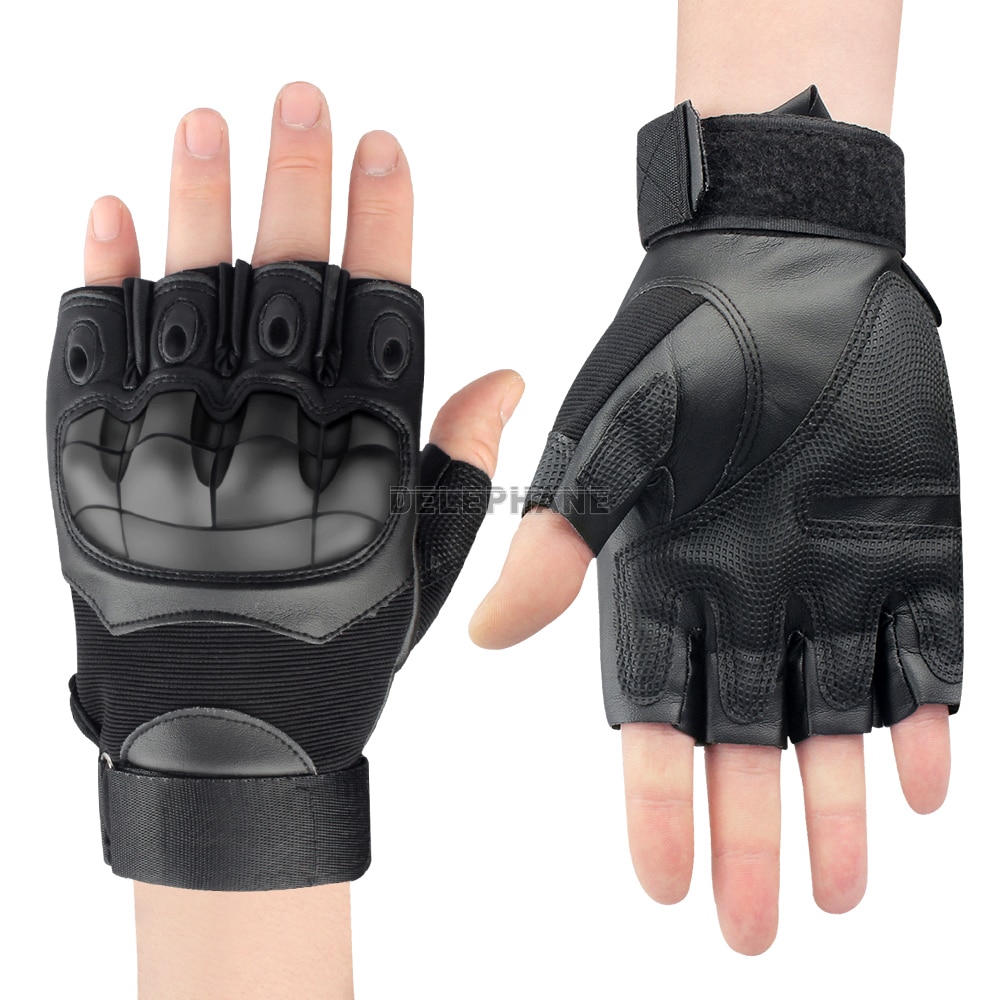 Please COD Summer PU Leather Fingerless Tactical Gloves Military Men ...