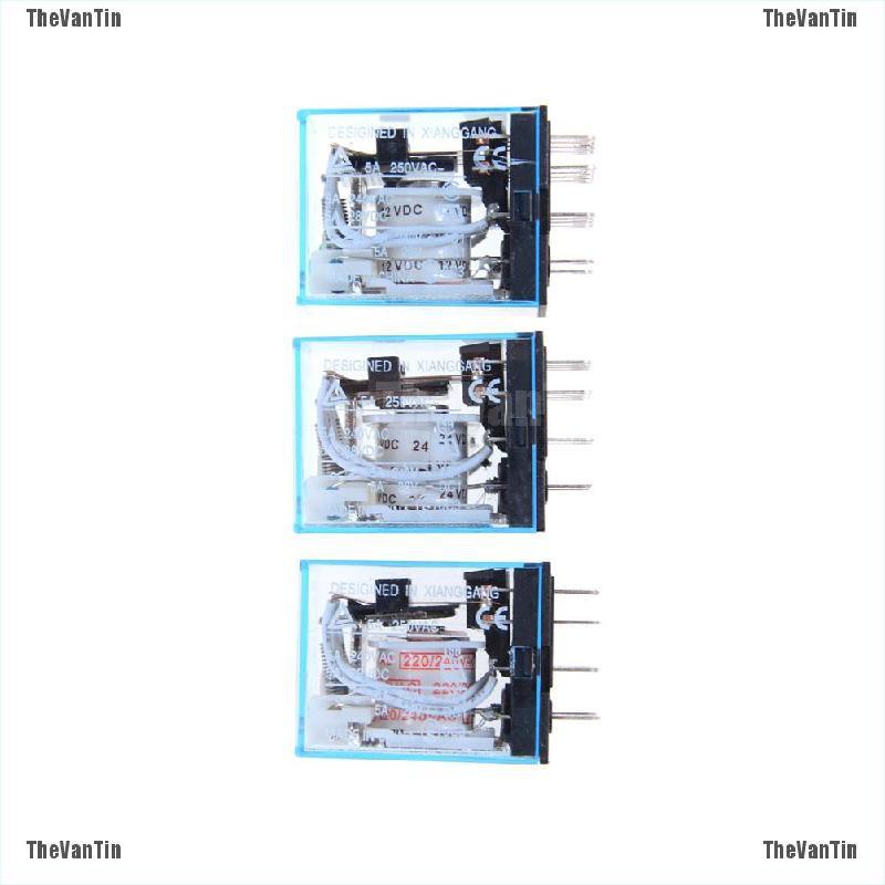 TheVanTin MY4NJ 12v/24v/220v Coil Power Relay DIN Rail Mounted 14 Pin 4PDT with Socket ...
