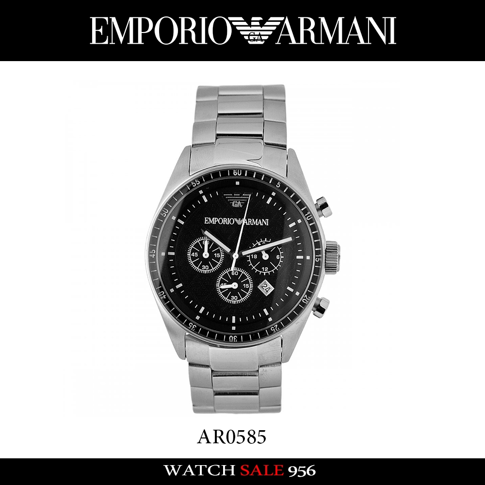 นาฬิกา EMPORIO ARMANI Sportivo Chronograph Black Dial - Silver AR0585 ...