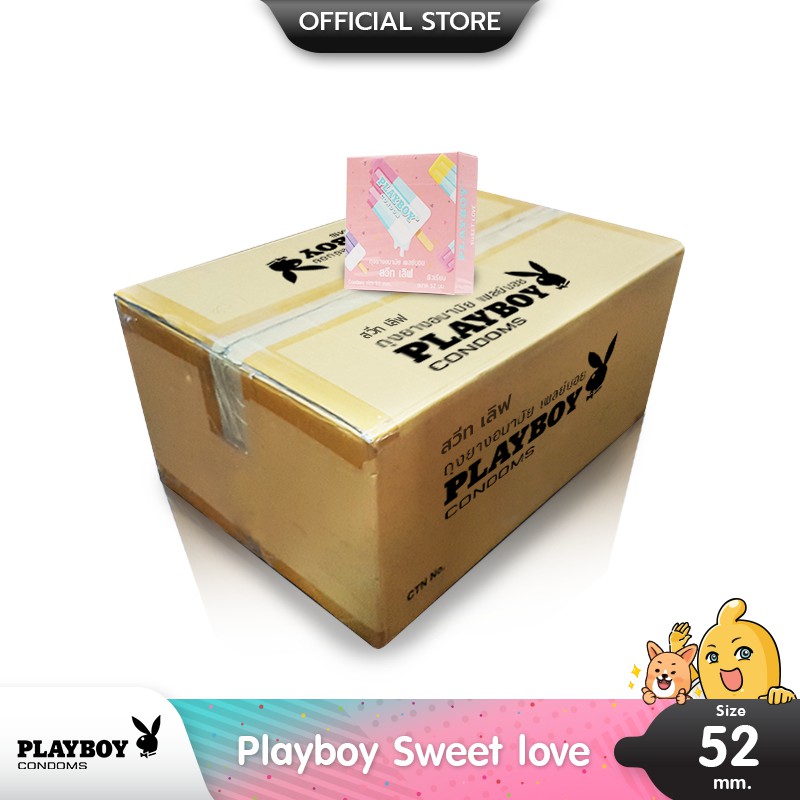 Playboy Sweet Love ถุงยางอนามัย 3 กลิ่น Strawberry, Mixed fruit, Cola ขนาด 52 มม. บรรจุ 36 กล่อง ...
