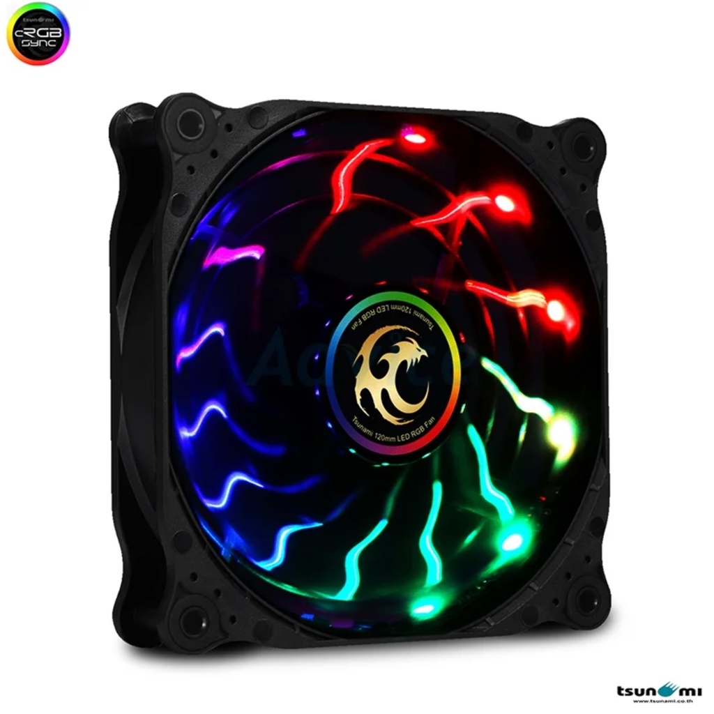 พัดลมคอมTSUNAMI RGB ของแท้ 100% ประกัน 1 ปี FAN CASE 12CM TSUNAMI ...