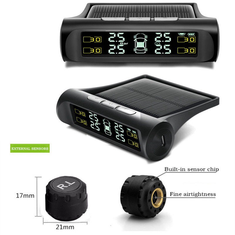 1 Pcs TPMS Wireless Tire Pressure Monitor Alarm System LCD Display & 1 ...