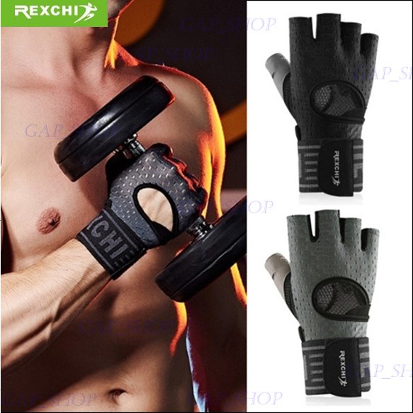 ☇REXCHI ถุงมือฟิตเนส ถุงมือปั่นจักรยาน ถุงมือออกกำลังกาย Fitness glove ...