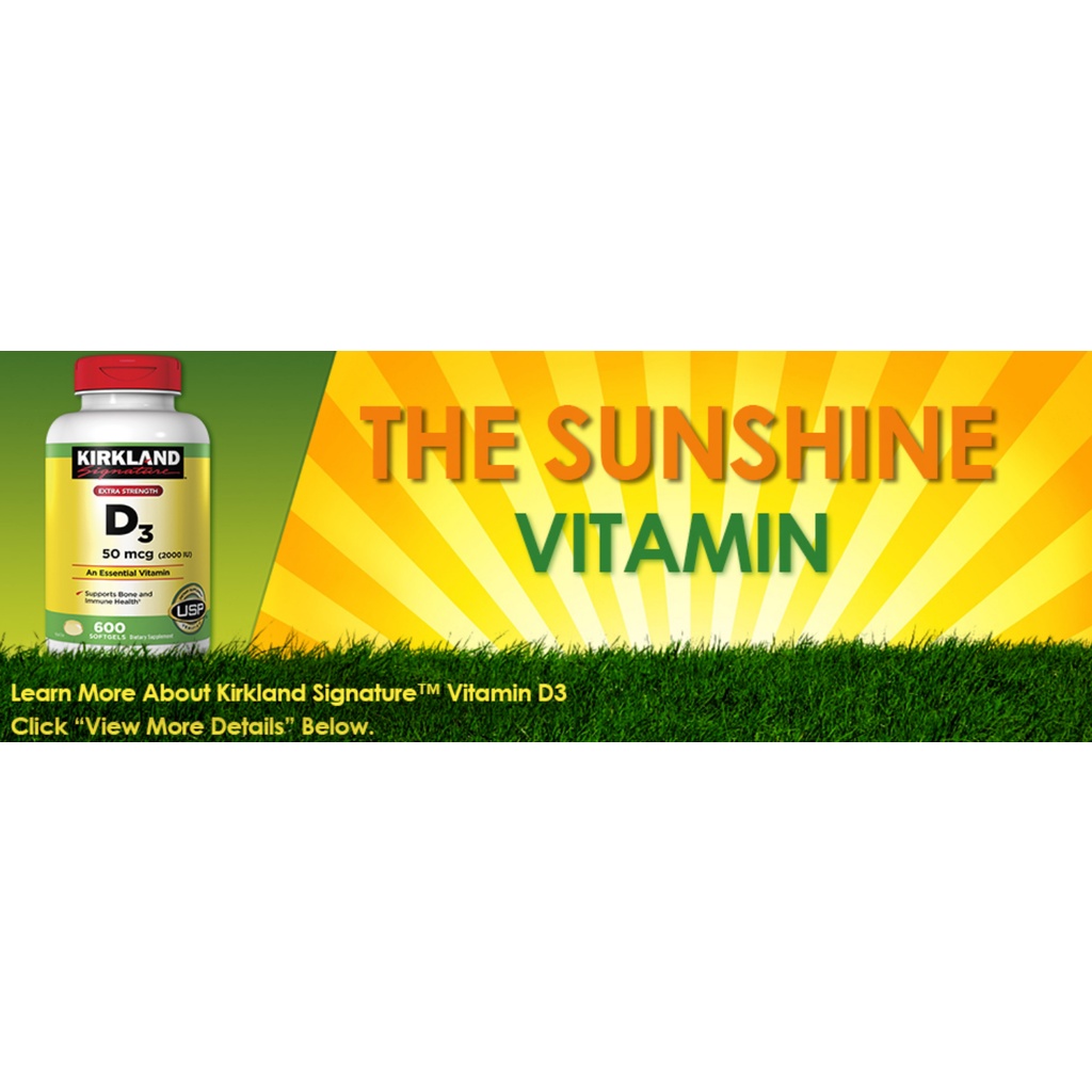 Kirkland Signature Extra Strength D3 50 mcg. 600 Softgels 2000iu ...