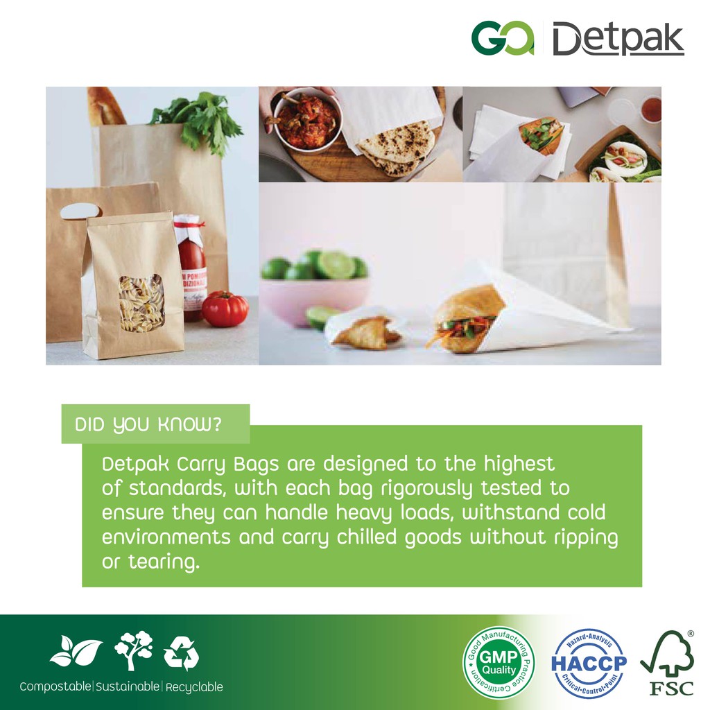 Detpak 50-100 ใบเเพ็ค ถุงกระดาษไม่พิมพ์ลายคุณภาพสูง Food Grade มีหลาย ...