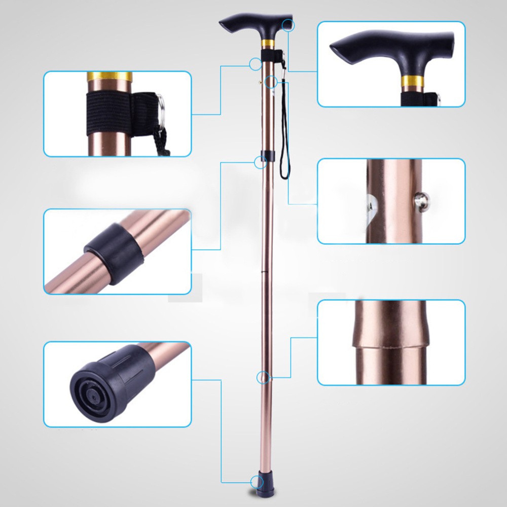 Foldable 5 Section Light Weight Trekking Pole Telescope Walking Cane ...