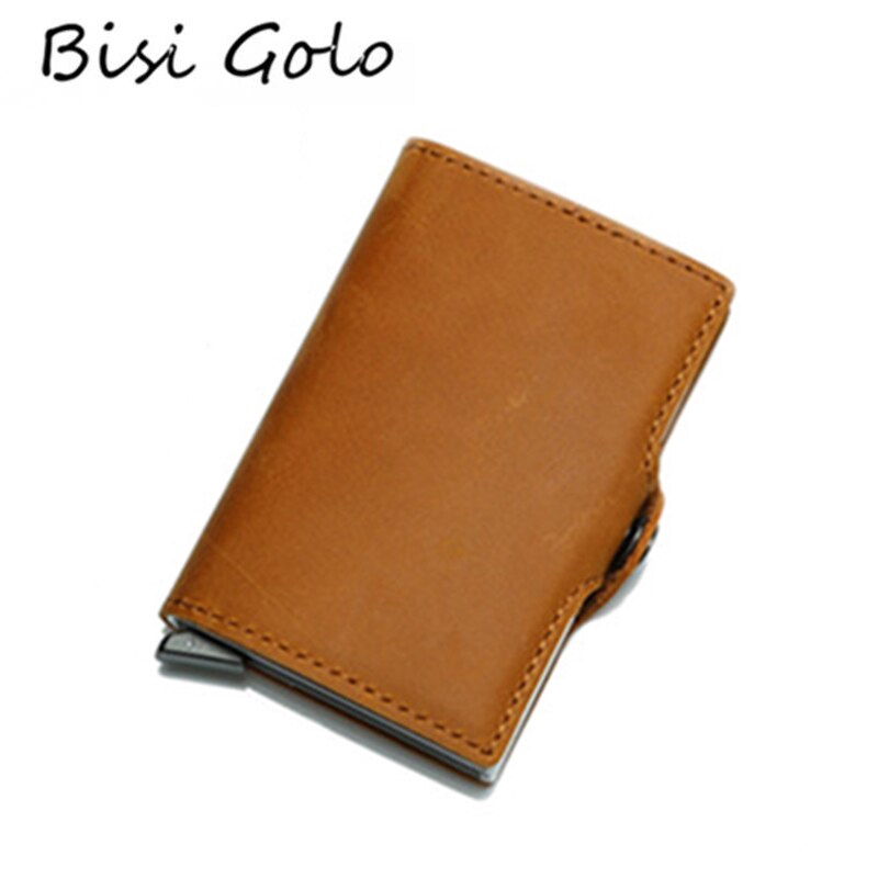 ใหม่สไตล์กระเป๋าสตางค์หนังแท้ Unisex ธุรกิจผู้ถือบัตร Rfid ปิดกั้น