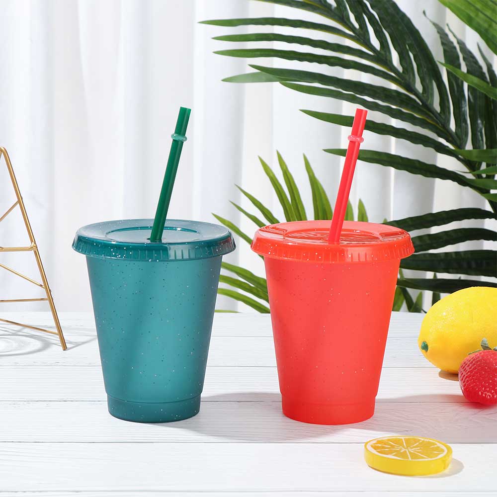 Ynatural Flash Powder Shiny Reusable Plastic Water Bottle Cold Cup With ...