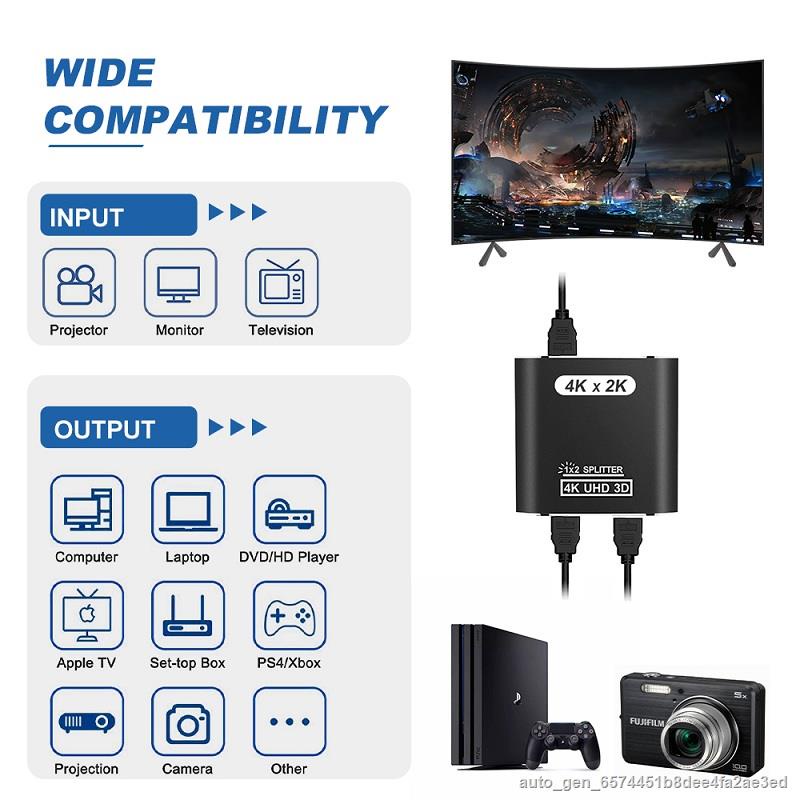 1 In 2 Out Computer Monitor Tv Switch One Drag Two Split Screen Hdmi ...