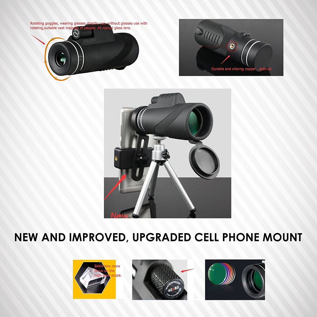 Monocular Zoom 40X60 Waterproof HD Outdoor Telescope Mobile Phone ...