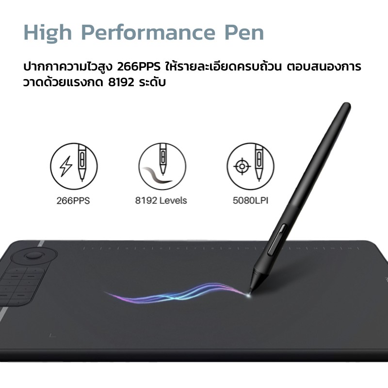 เม้าส์ปากกา Gaomon M6 ขนาด 10x6 นิ้ว 12 ปุ่มกด 16 ปุ่มสัมผัส และ Touch ...