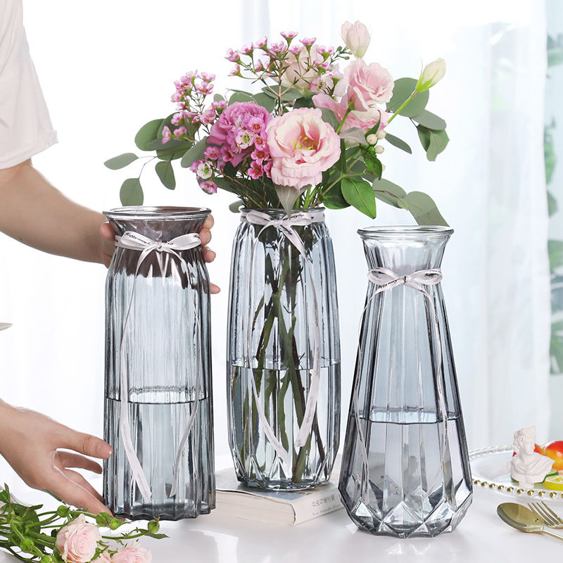 New Glass Vase Transparent Water Rich Bamboo Dried Lily Flower Flower ...