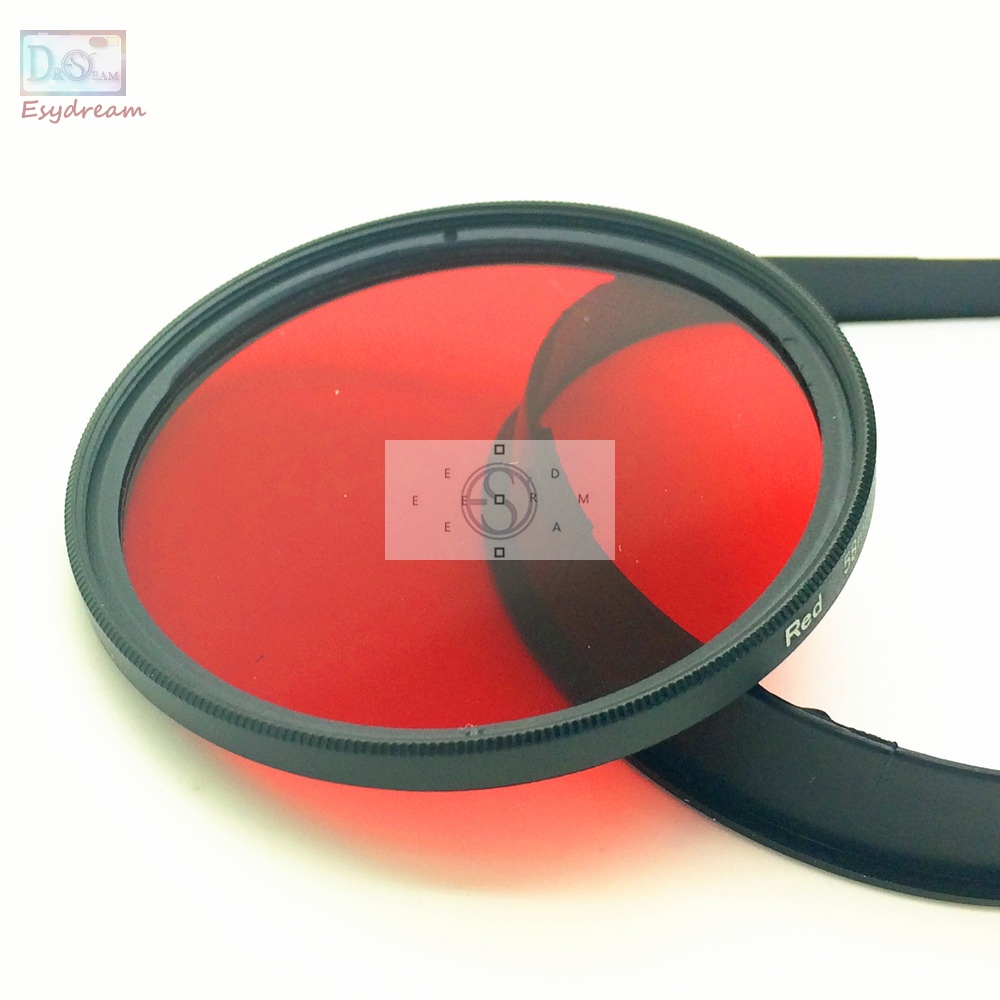 Full Red Color Lens Filter For Canon Nikon Camera Lenses 37 40.5 46 49 ...