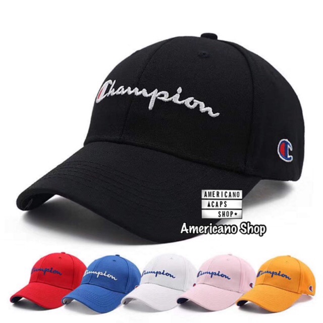หมวกChampion Cap หมวกแชมป์เปี้ยน โลโก้ พร้อมตัวอักษร Champion (สีขาว ...