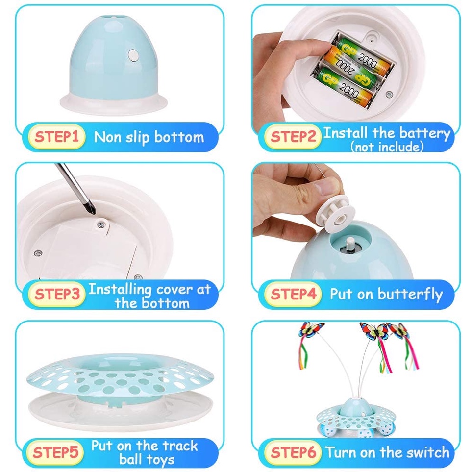Cat Toys Interactive Cat Toy Butterfly Funny Exercise Electric Flutter ...