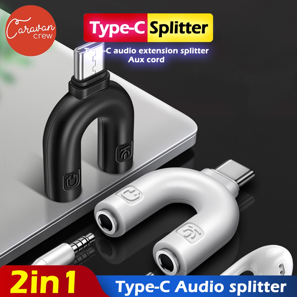 Caravan crew type-C to 2 3.5mm adapter U-type แจ๊คแปลง Splitter สำหรับ ...