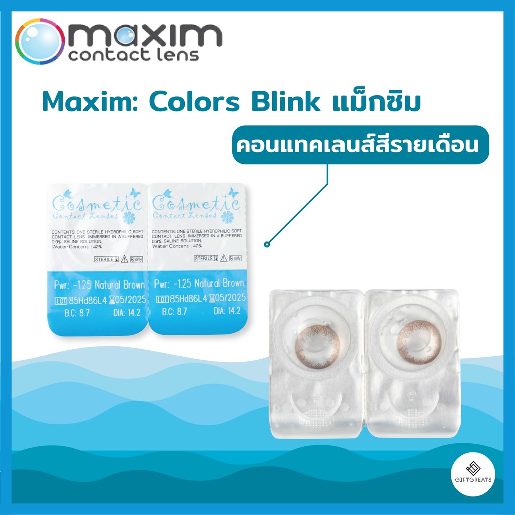 Maxim contact lens สี natural brown รุ่น blink กล่องม่วง แม็กซิม ...